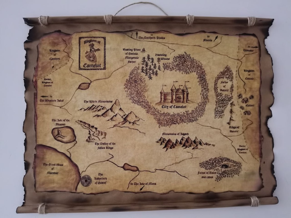 Camelot Map Kingdoms of Camelot Handmade Scrolls Map of | Etsy