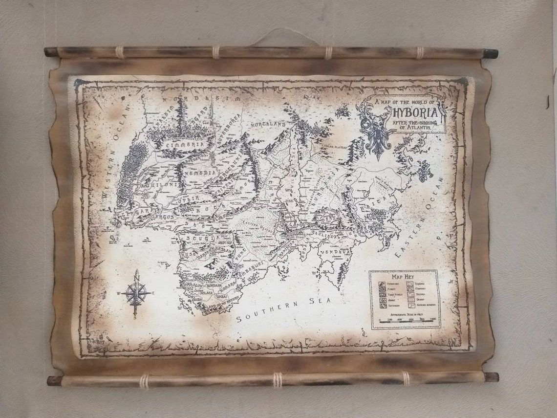 Hyboria Map and Conan the Barbarian Scroll Poster, the Namedian ...