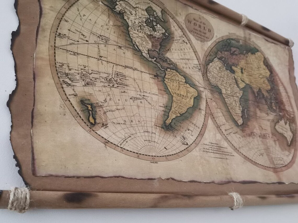 Old World Map Historical World Map Scroll Handmade Scroll - Etsy