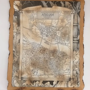 H. P. Lovecraft's Fictional Town of Arkam Map. Lovecraftion Horror ...