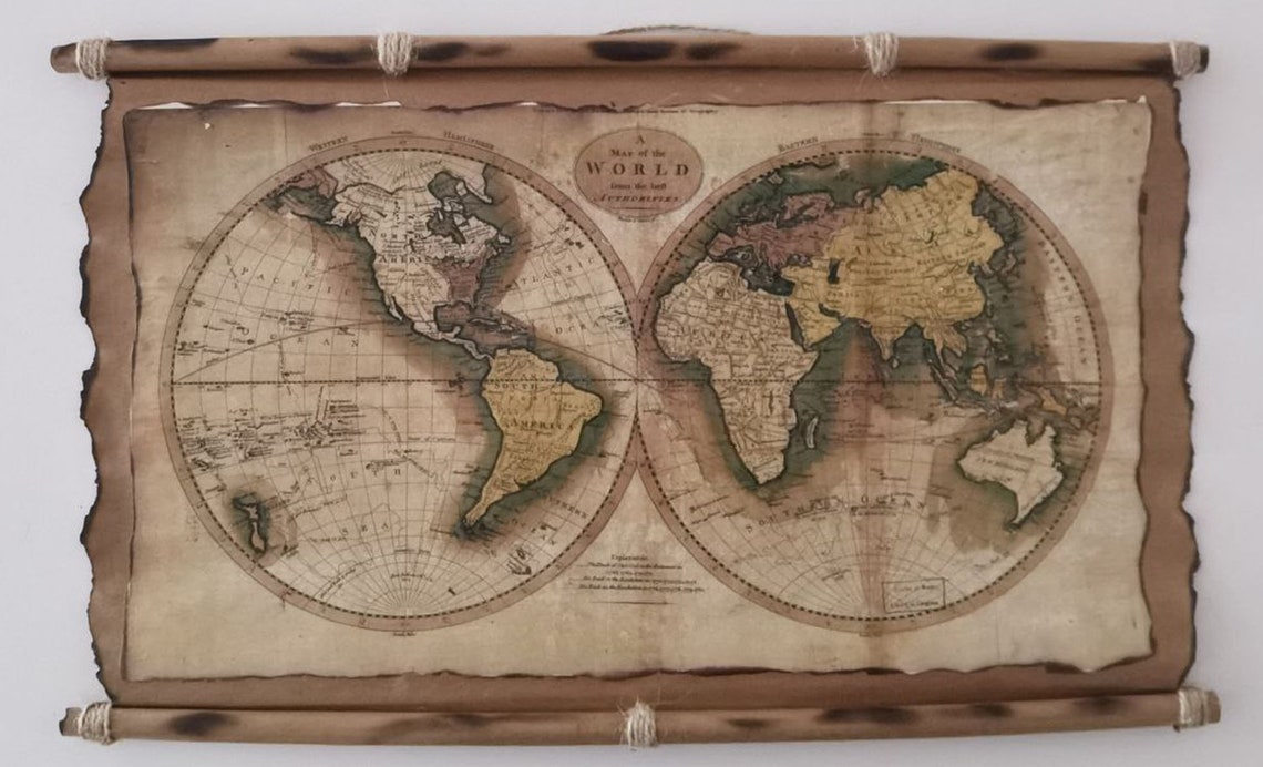 Old World Map Historical World Map Scroll Handmade Scroll - Etsy