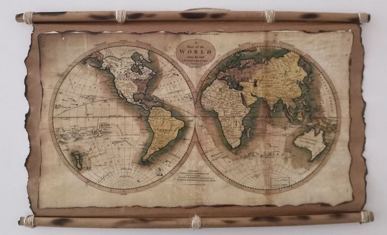 Old World Map Historical World Map Scroll Handmade Scroll - Etsy