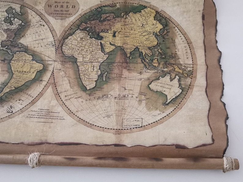 Old World Map Historical World Map Scroll Handmade Scroll - Etsy