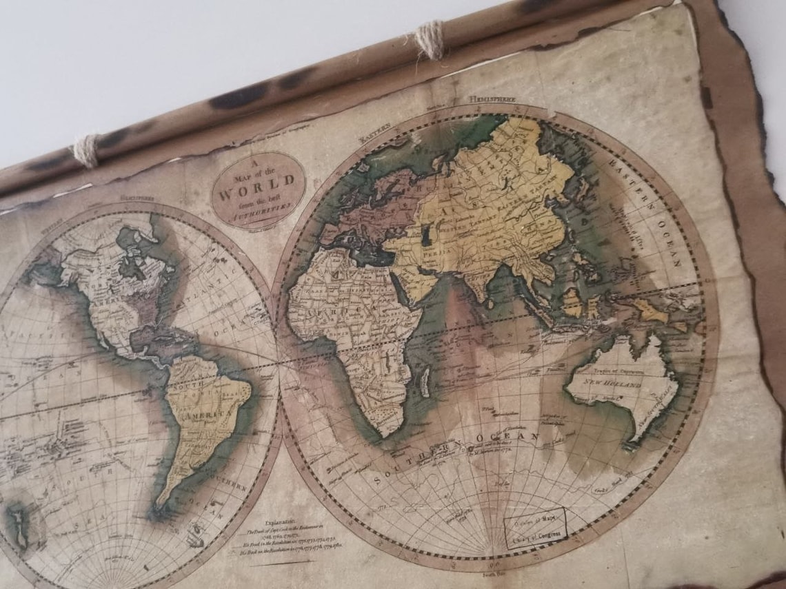 Old World Map Historical World Map Scroll Handmade Scroll - Etsy