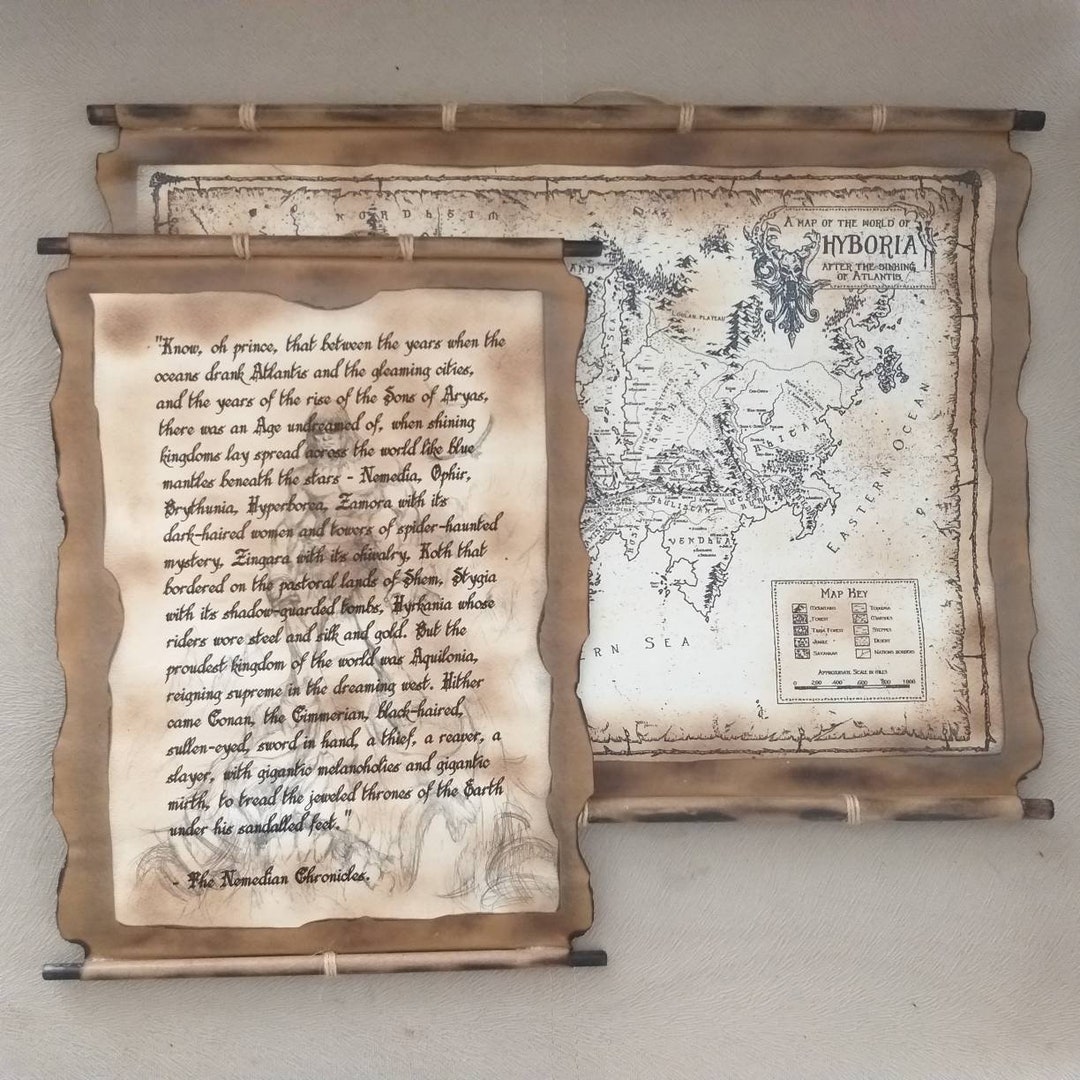 Hyboria Map and Conan the Barbarian Scroll Poster, the Namedian ...