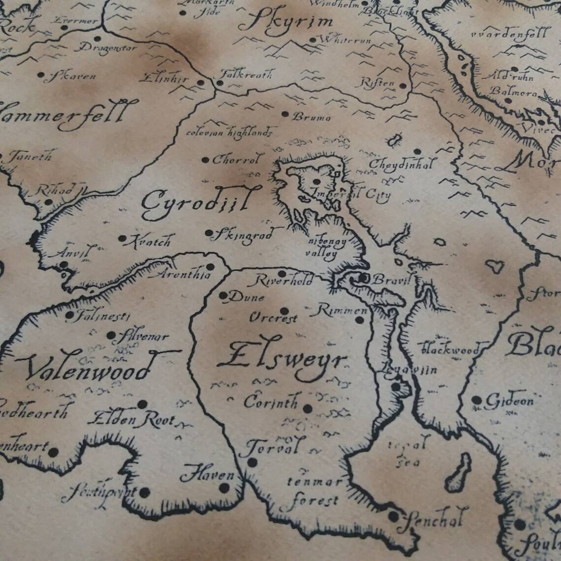 Handmade Scrolls, Map of Tamriel, Handmade Map of Elder Scrolls - Etsy