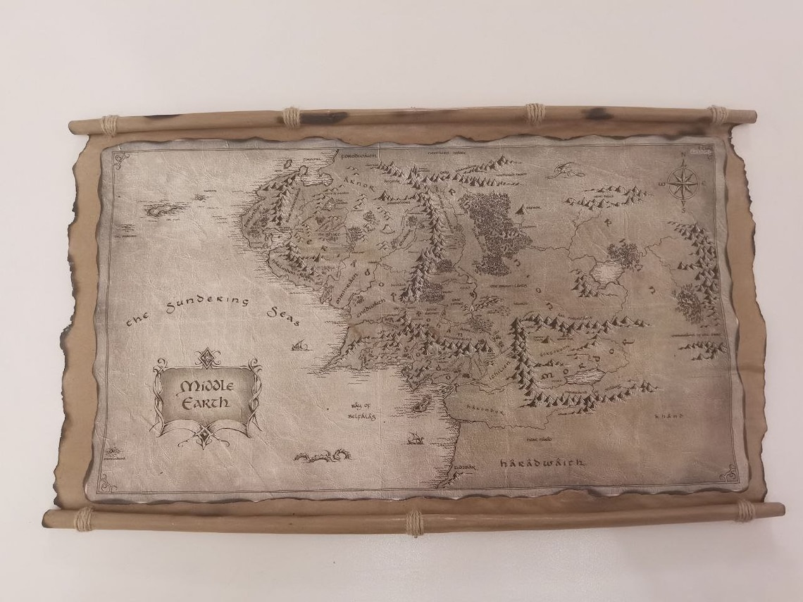 Map of Middle Earth - the Hobbit Map - Brown Map of Middle Earth ...