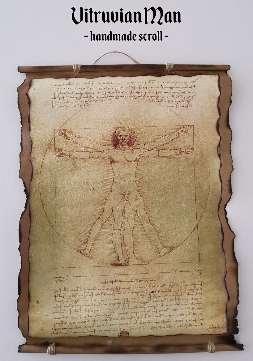 Vitruvian Man Handmade Scrolls by Leonardo Da Vinci. Wall Home - Etsy