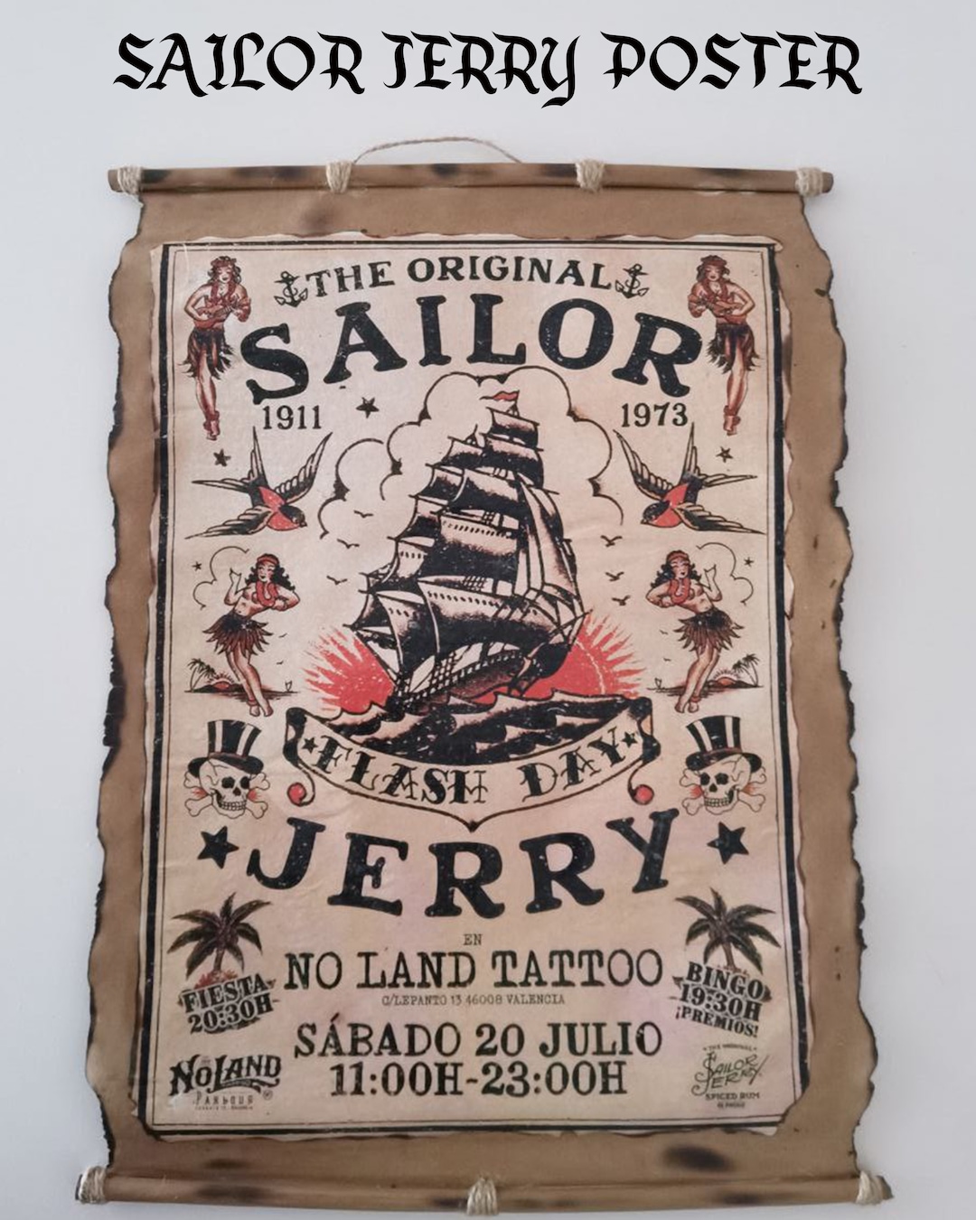Sailor Jerry Poster - Retro Vintage Handmade Scroll - Etsy