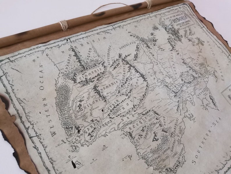 The Map of the World of Hyboria, Conan the Barbarian, Handmade Scrolls ...