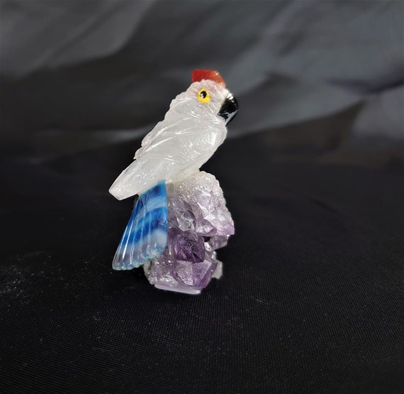 Gemstone Bird Sculpture in Coloured Crystal From Brazil - Etsy