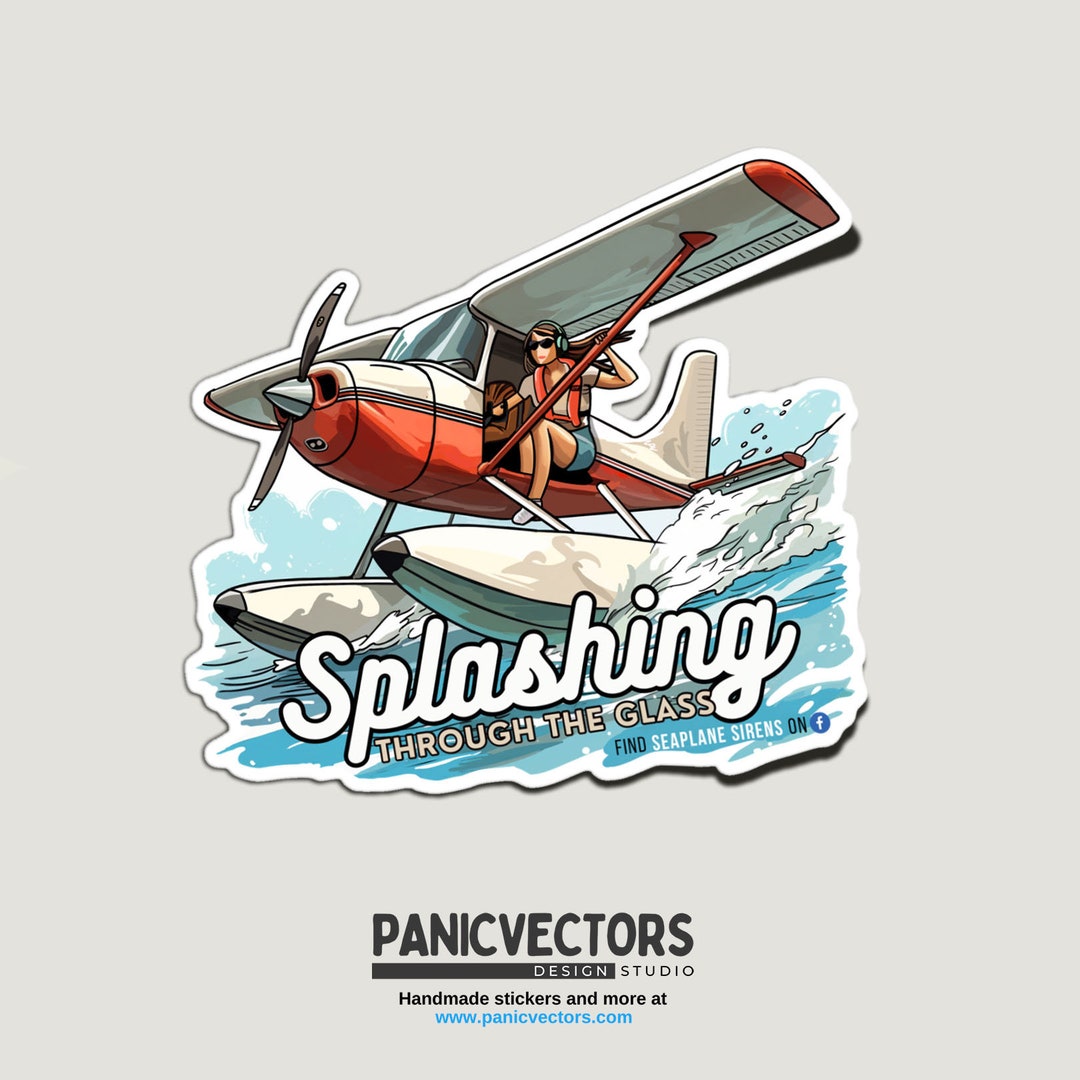 Splashing Through the Glass Seaplane FUNDRAISER Glossy Vinyl Sticker ...