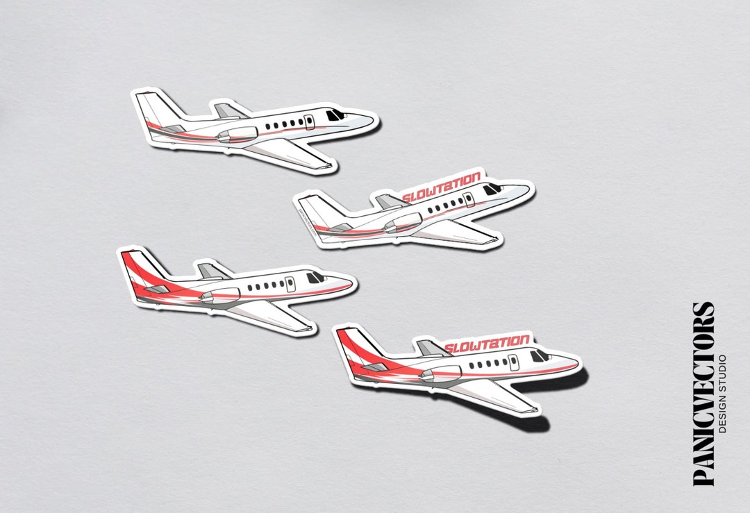 2+ Pack Slowtation Cessna Citation 550 Aviation Glossy Vinyl Sticker ...