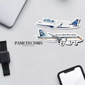 E190/A320 Retro or Express Jetblue Glossy Vinyl Sticker Water-resistant ...