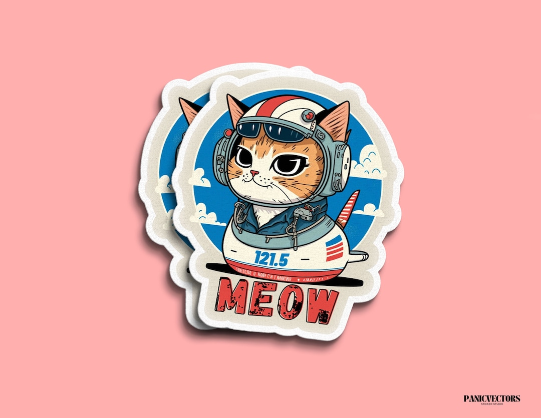 Meow 121.5 Aviation Glossy Vinyl Sticker Decal Water-resistant Water ...