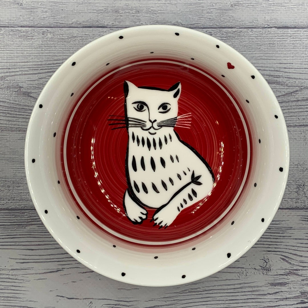 Сute Cat / Handpainted Deep Plate - Etsy