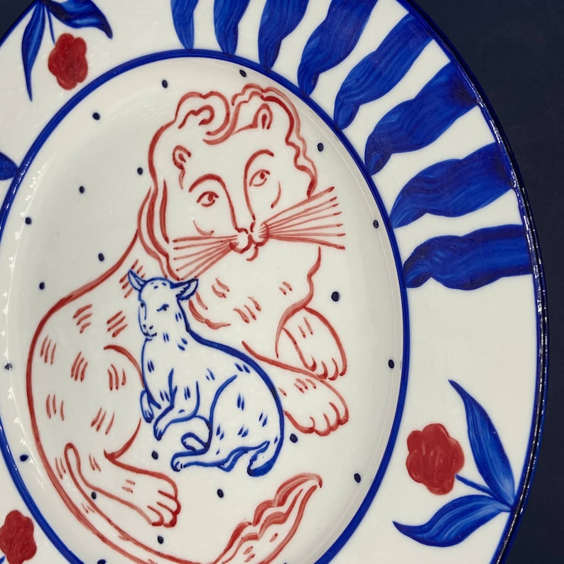 Painted Lion and Lamb Plate/ Handpainted Dinner Plate - Etsy