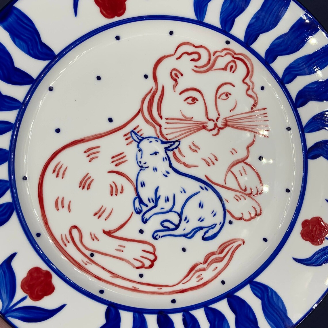 Painted Lion and Lamb Plate/ Handpainted Dinner Plate - Etsy