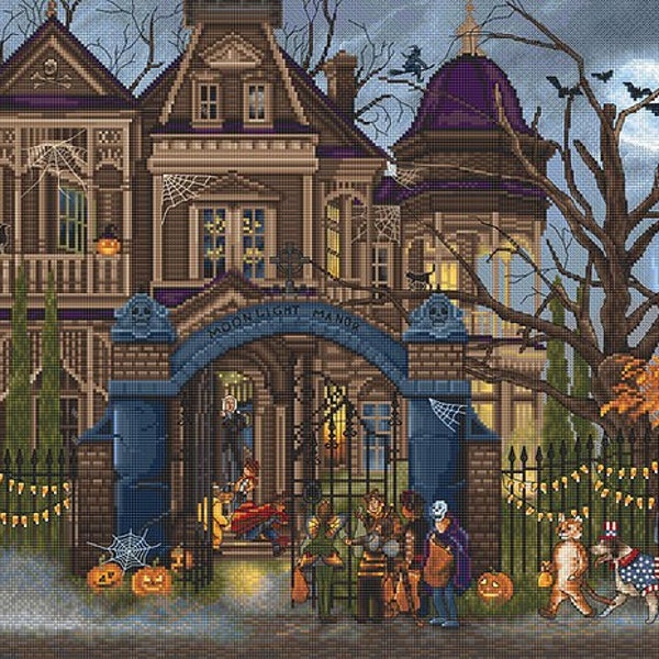 Moonlight Manor Cross Stitch - Etsy