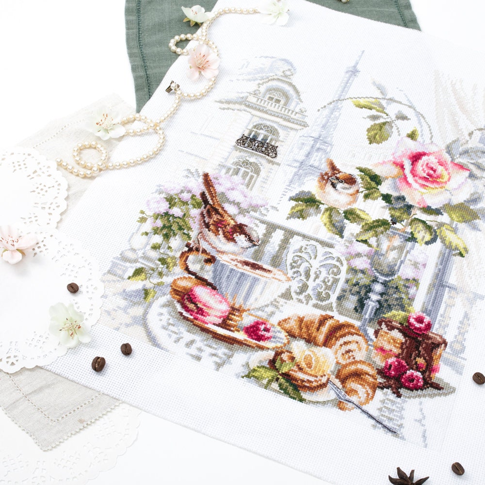 Counted Cross Stitch Kit, Magic Needle, Parisian Morning, 528-558, 14 ...