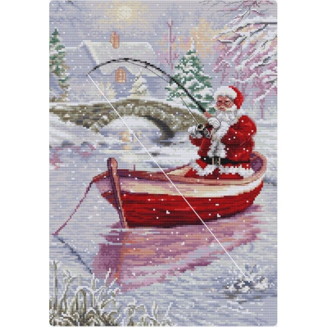 Counted Cross Stitch Kit, Luca-s, Santa Fishing, BU5014, 16 Count Aida ...