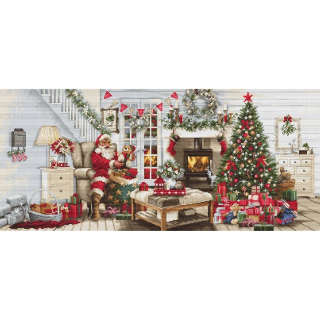 Counted Cross Stitch Kit, Luca-s, Santa Interior, B2408, 16 Count Aida ...