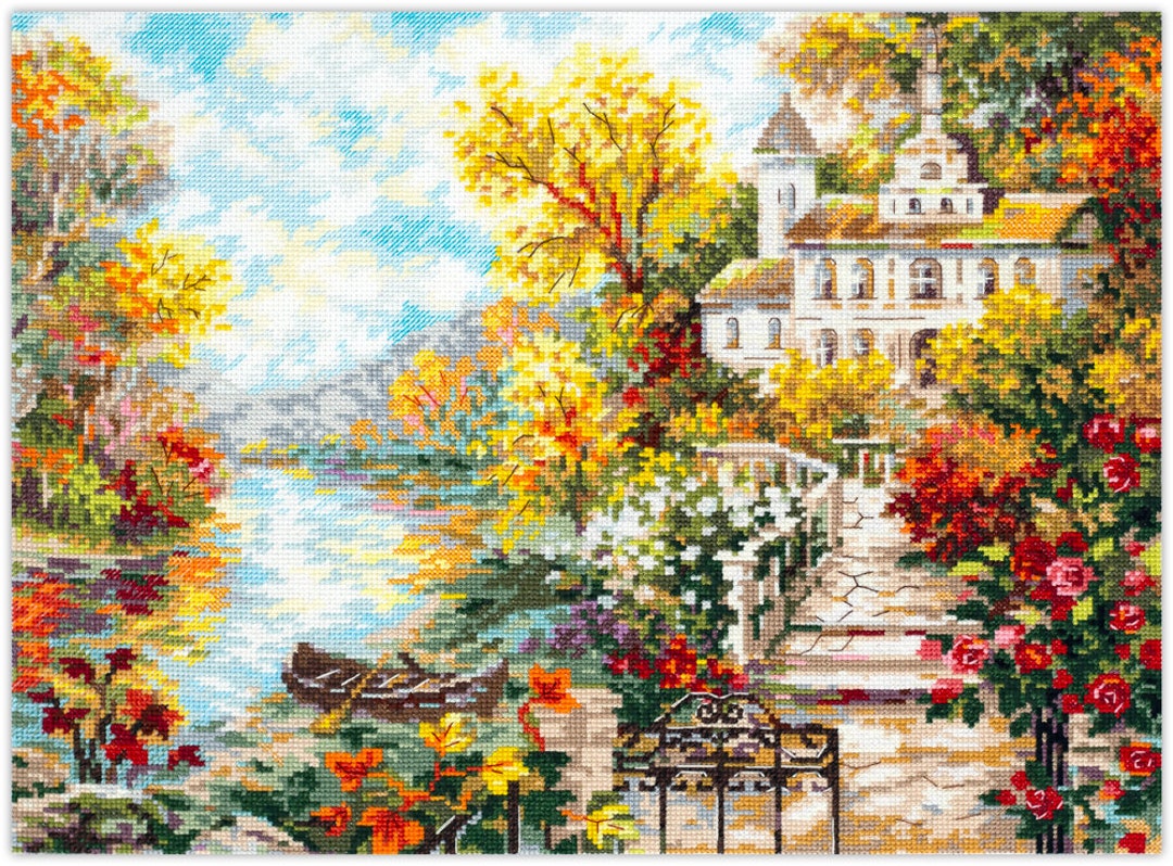 Counted Cross Stitch Kit, Magic Needle, Riverside House, 210-750, 14 ...