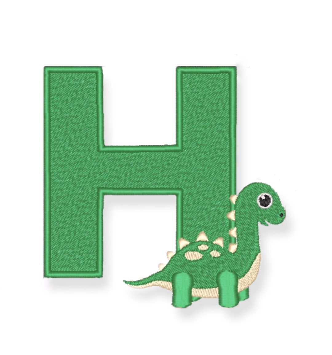 H Letter Monogram Dinosaur Digitised Embroidery File Download Multiple ...