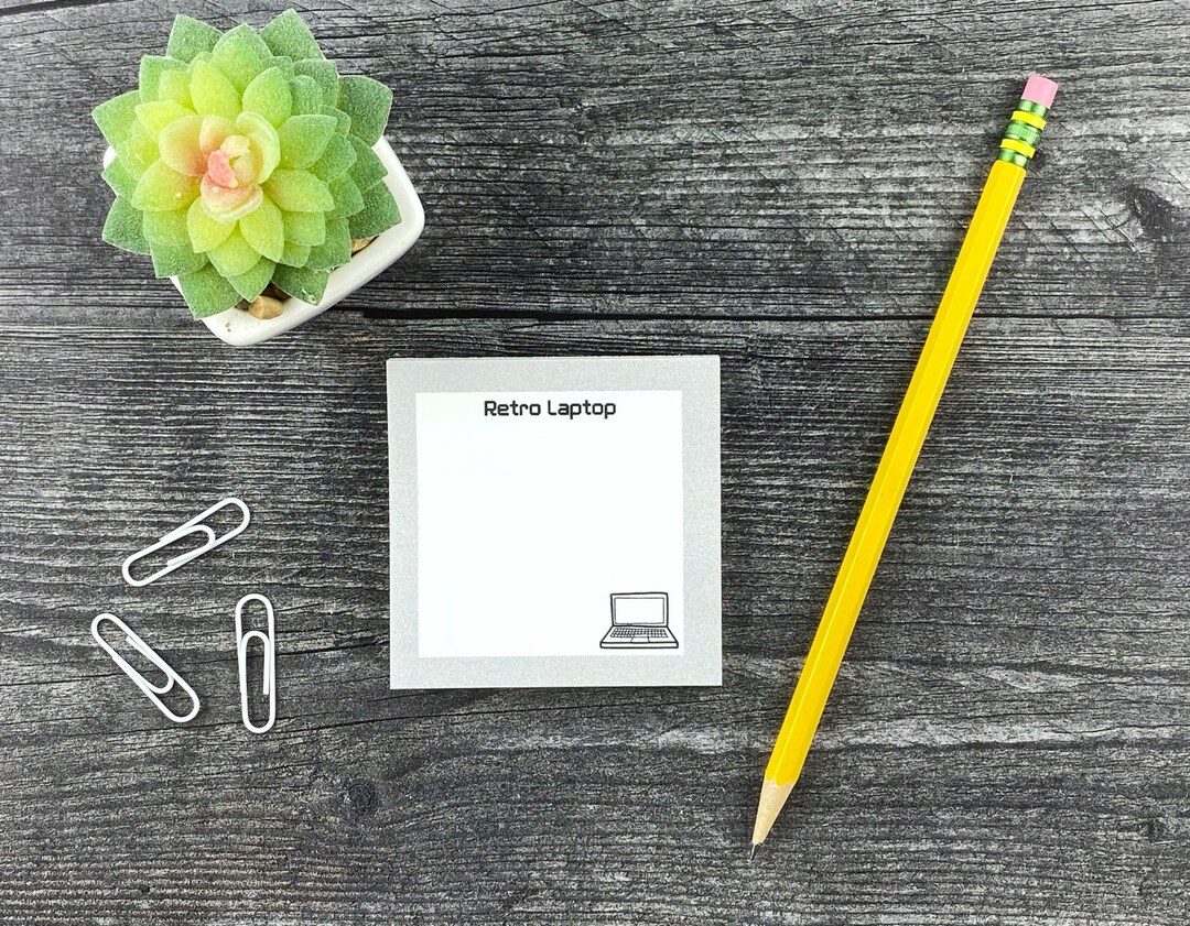 Retro Laptop Sticky Notes — 50 Sheet Pad for Journals, Gifts & Creative ...
