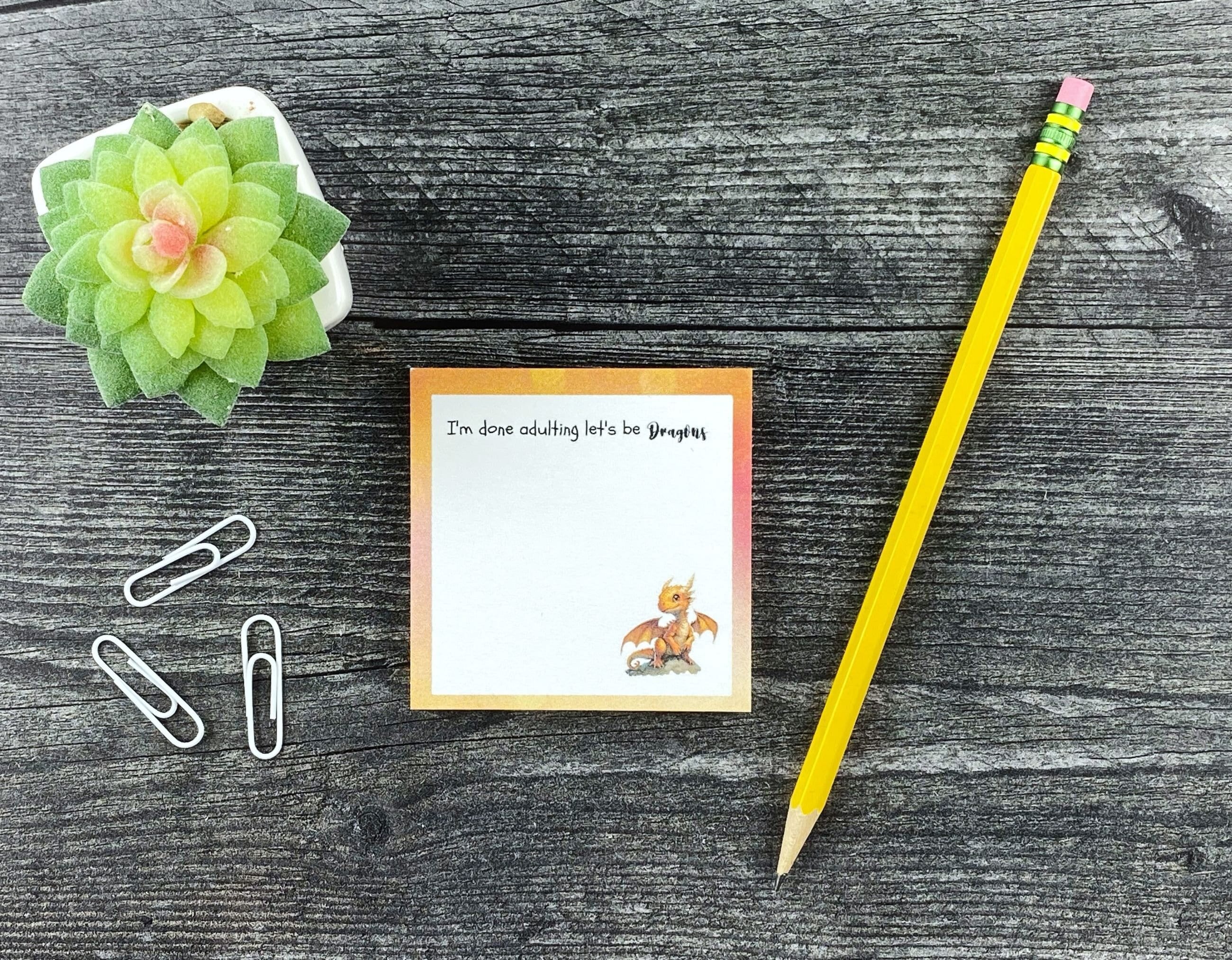 I'm Done Adulting Let's Be Dragons Sticky Notes 3x3 | Funny Dragon Memo ...