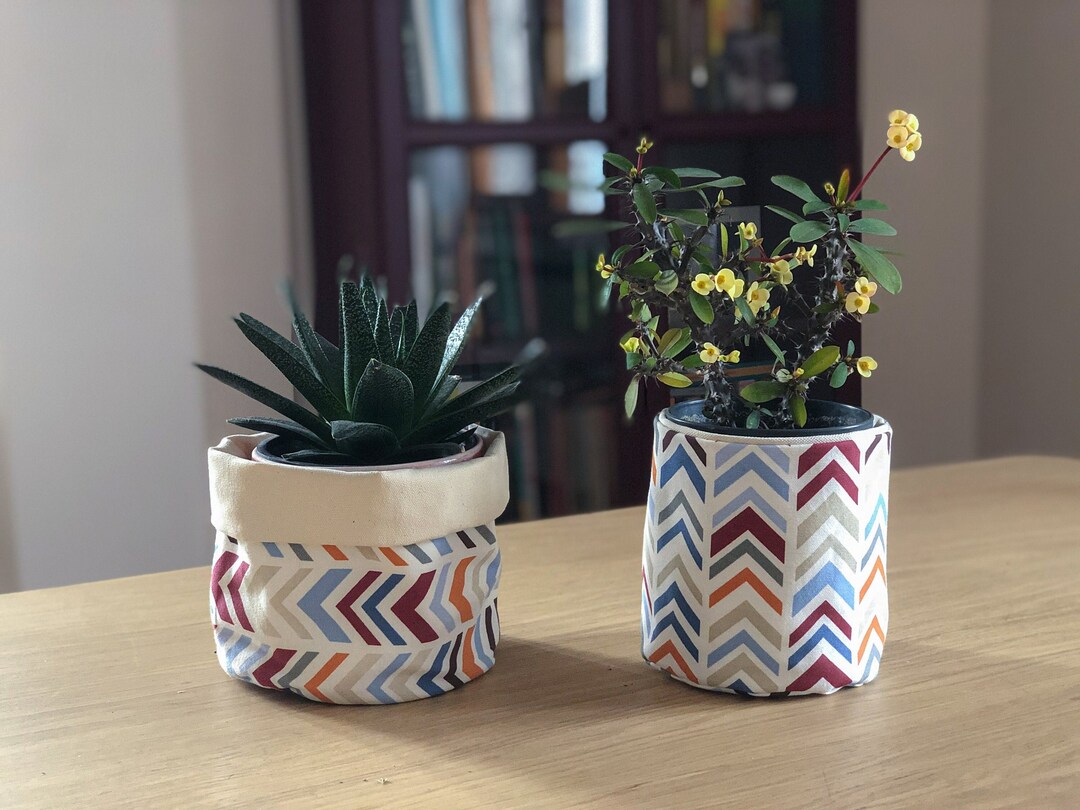 Handmade Arrow Fabric Pot Cover: Boho Plant Basket - Etsy