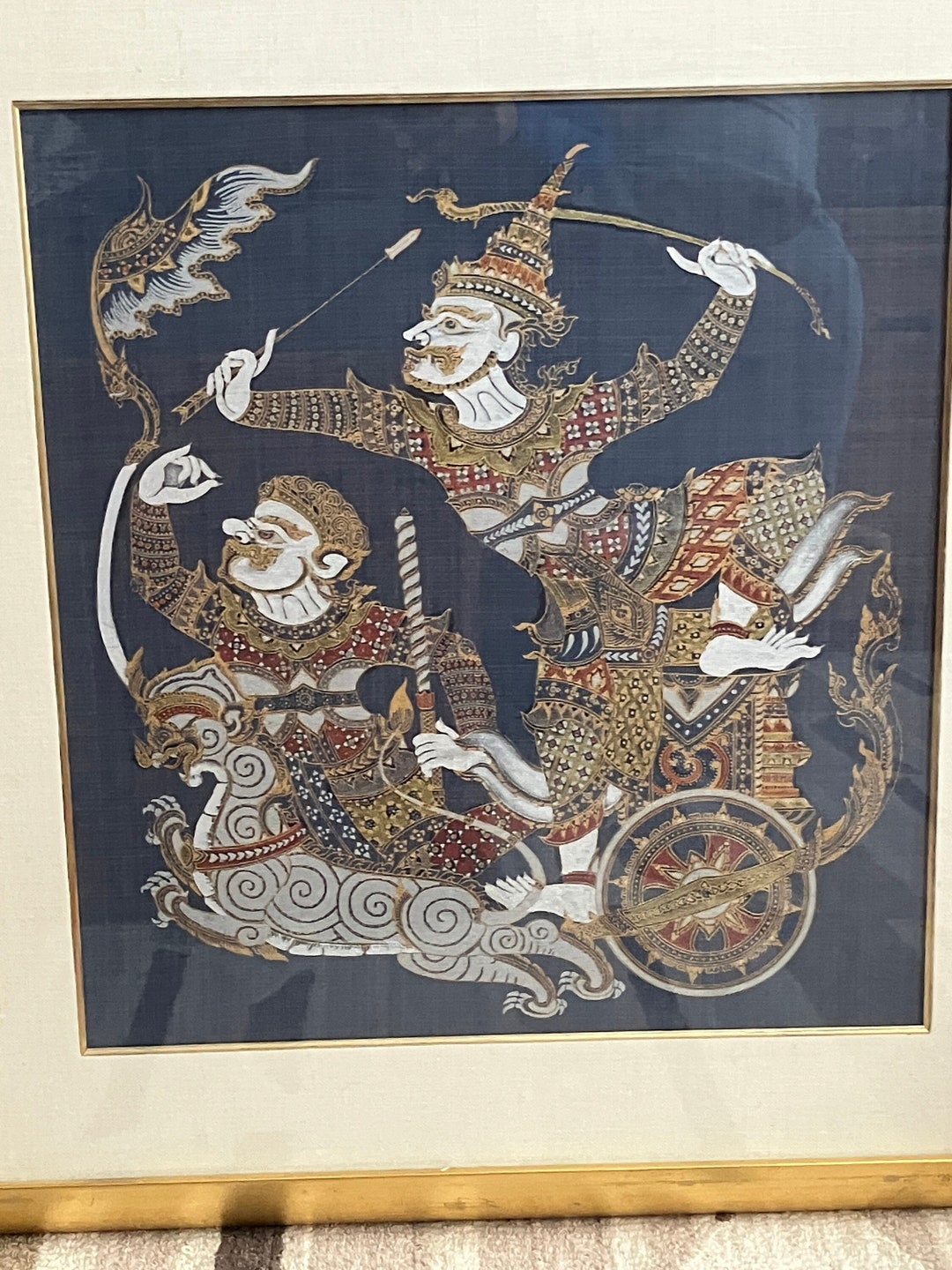 Vintage 1970s Framed Thai Silk Screen Print With Hand Painted - Etsy