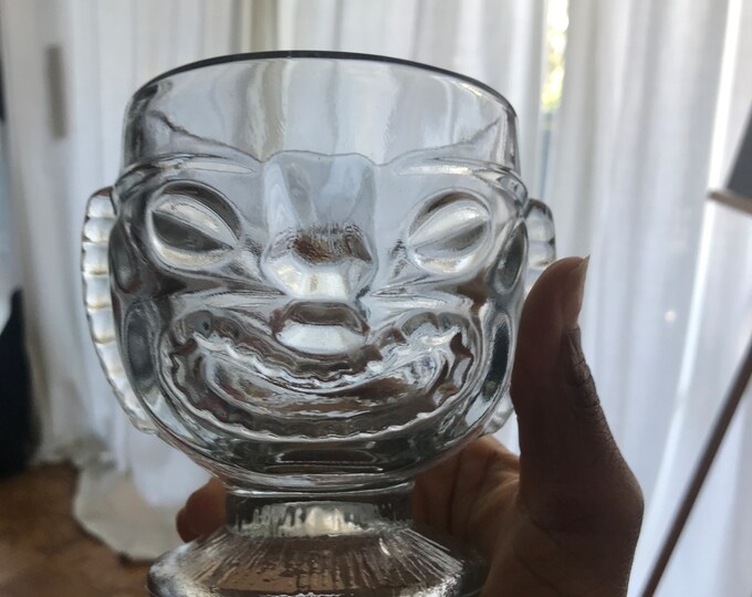 Double Sided Happy Sad Face Hawaiian Tiki Mug, Two Faced Glass, Double ...
