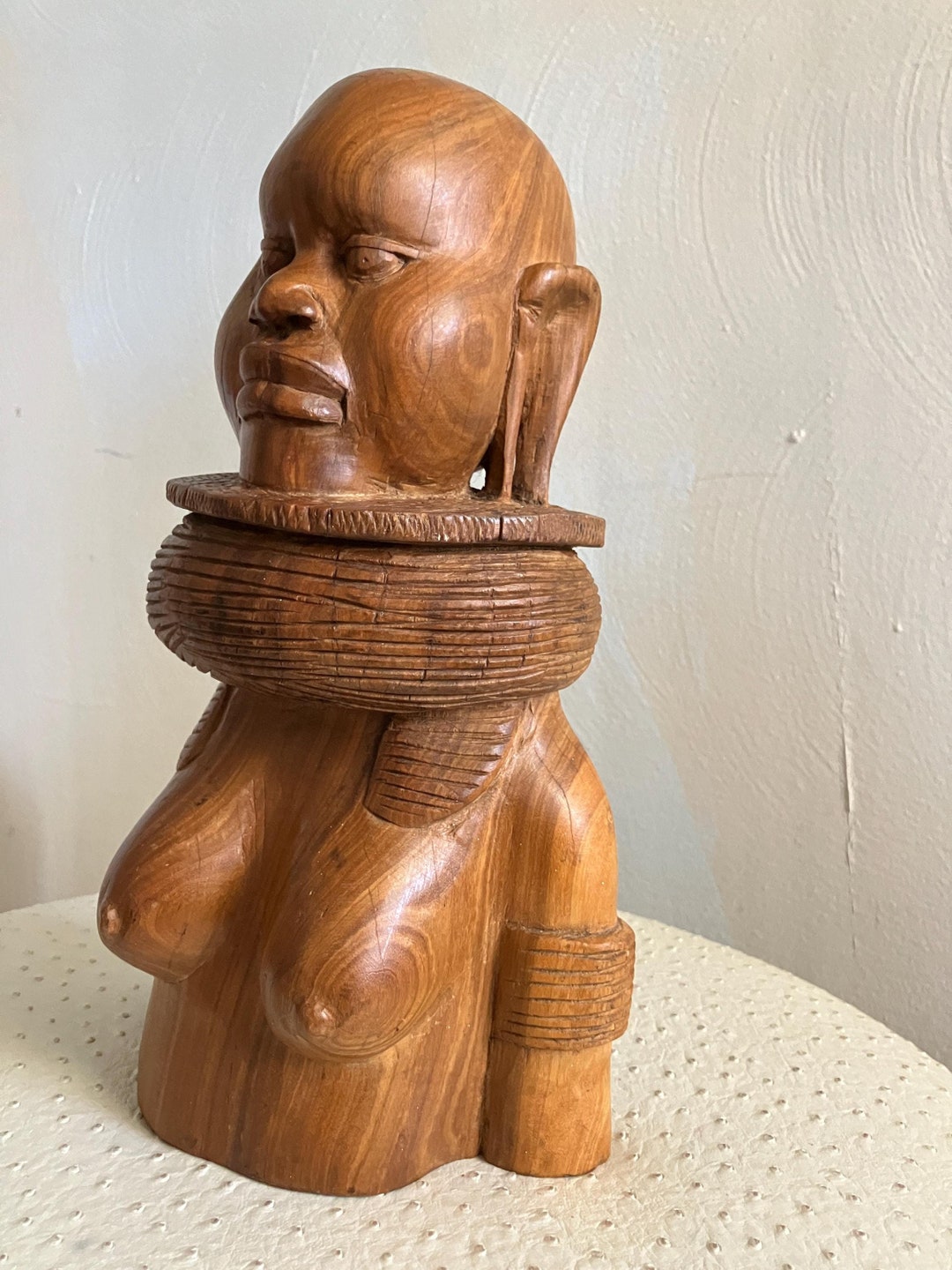 Wood Carved African Bust, Wood Sculpture in Portrait Pose, African ...