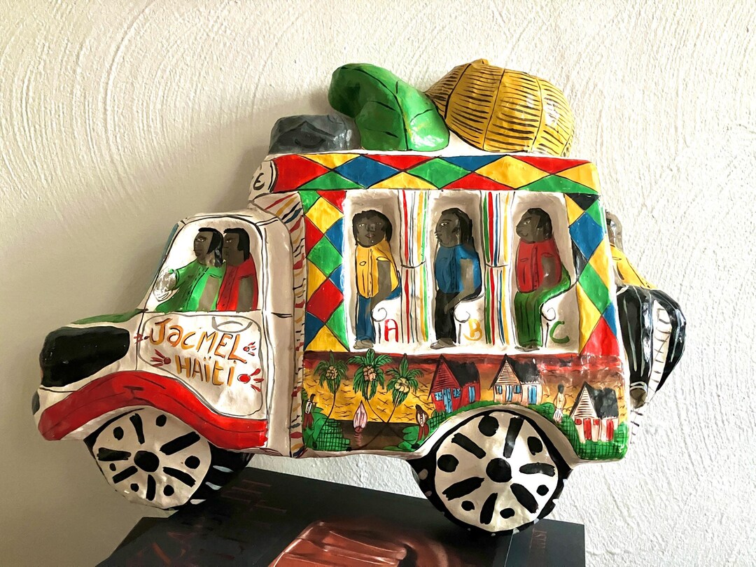 Hand Painted Paper Mache Bus Wall Art, Bus Wall Hanging, Whimsical ...