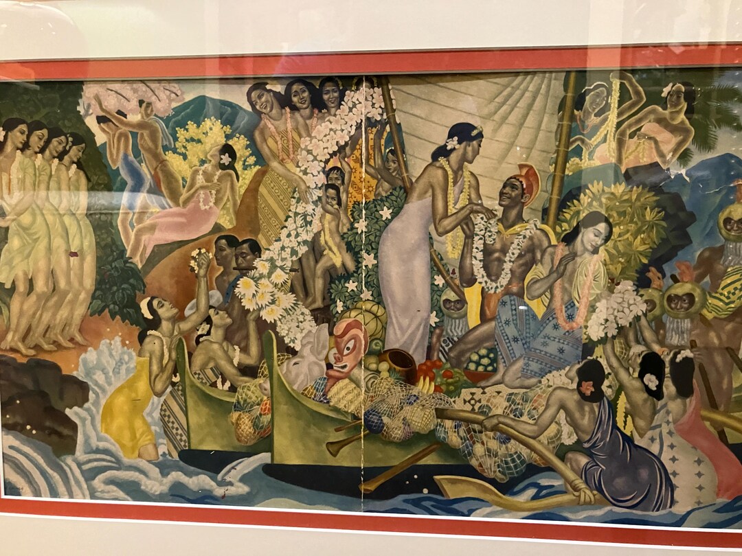 1953 Matson Lines S.S. Lurline Framed Mural Art, Mid Century Modern ...