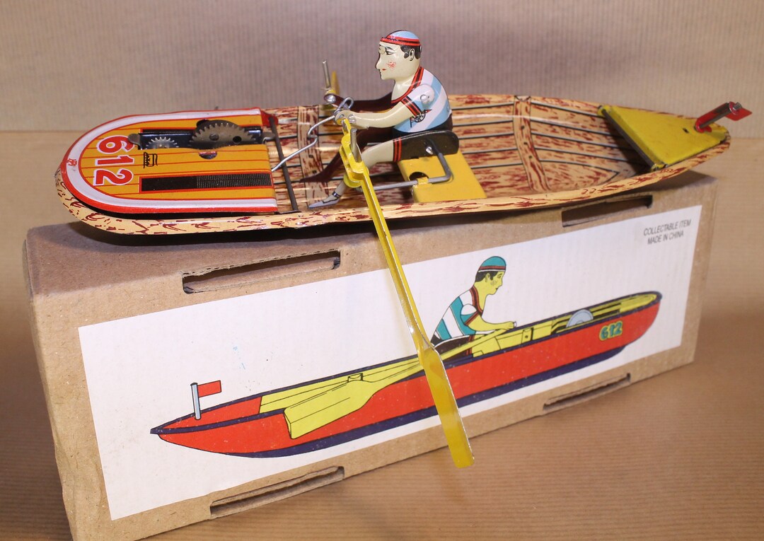 TINPLATE ROWING BOAT Clockwork Rower Tin Toy Adult - Etsy UK
