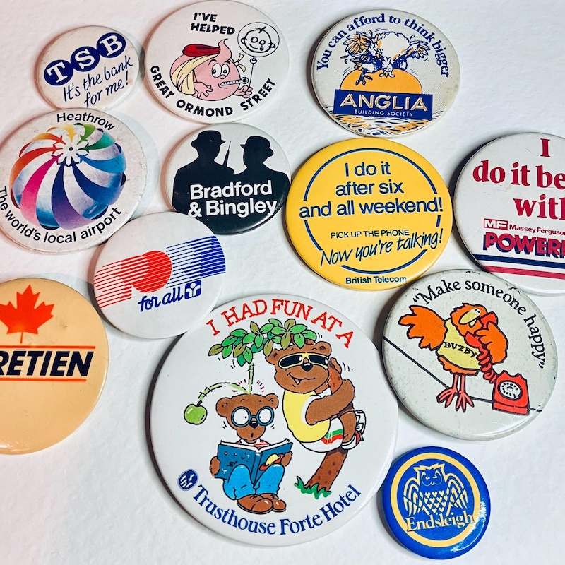 Retro Logo Pin Badges - Etsy UK