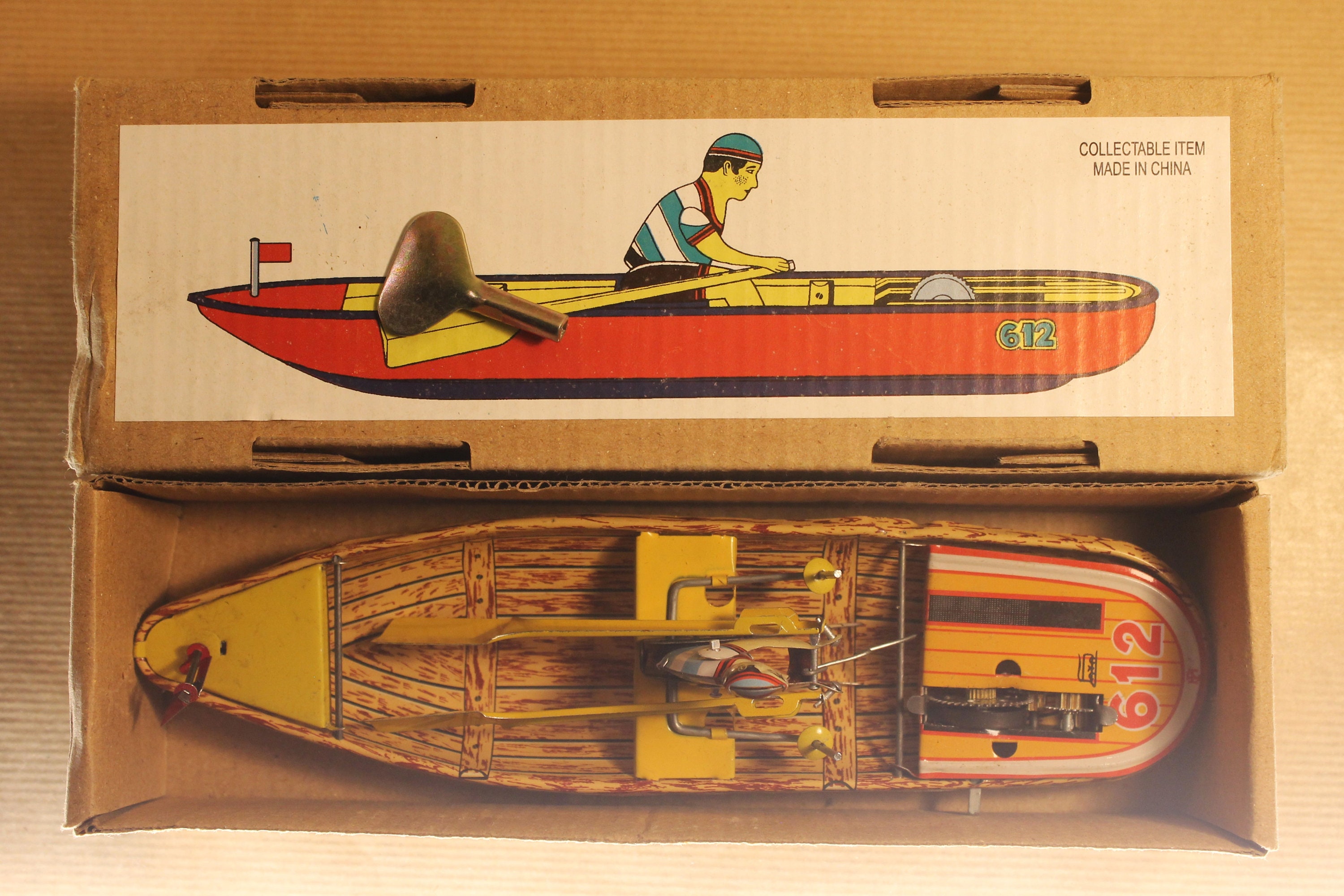 TINPLATE ROWING BOAT Clockwork Rower Tin Toy Adult - Etsy UK