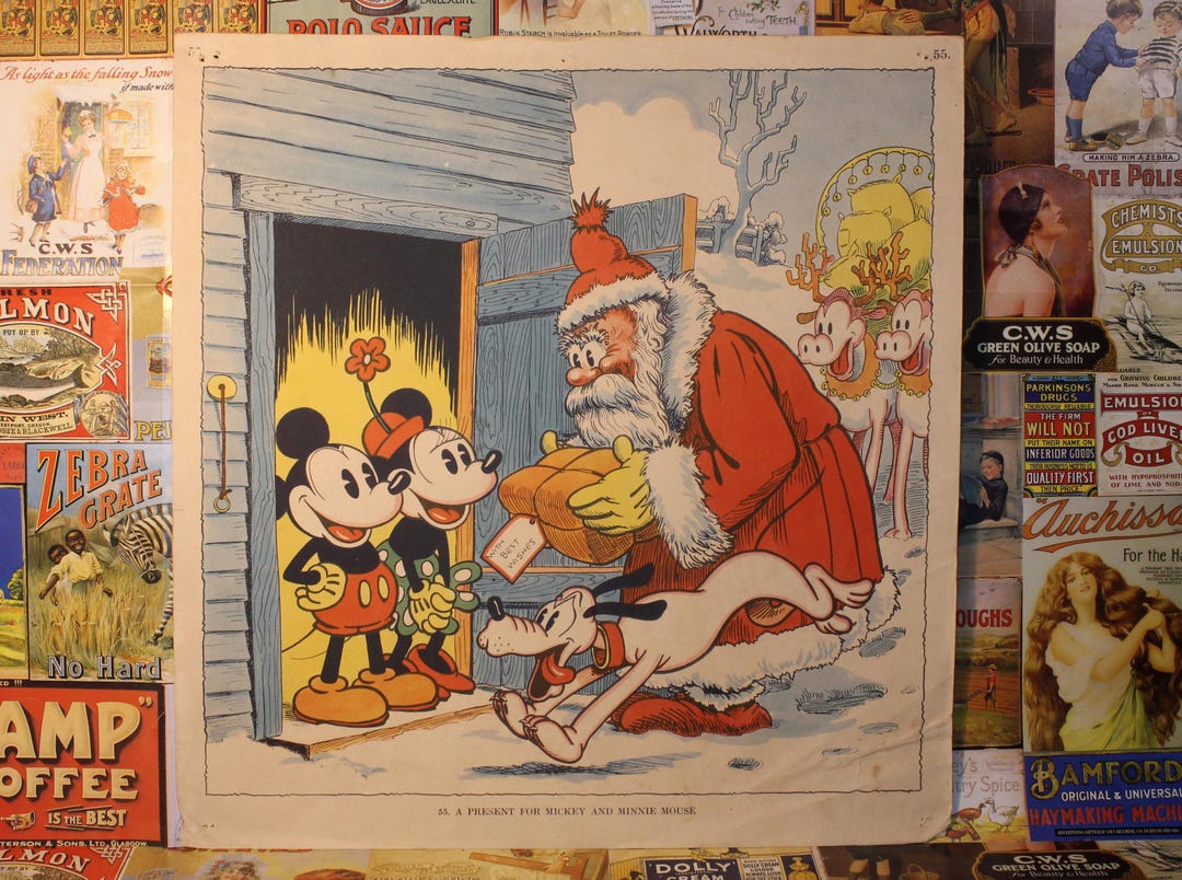Antique School Poster #55 - 'A Present for Mickey and Minnie Mouse ...