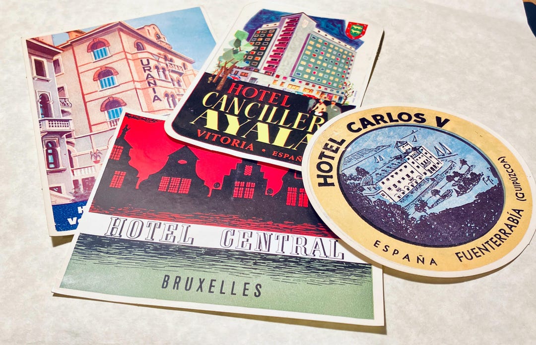 Bygone Era Vintage Reproduction Luggage Labels Stickers Set of 4 Hotel ...