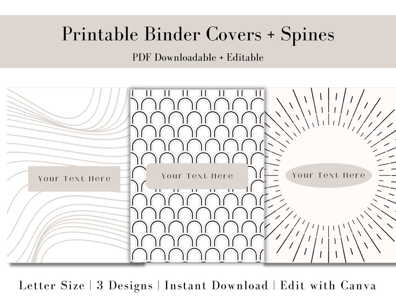 Binder Covers Printable Editable Neutral Binder Covers Editable Binder ...