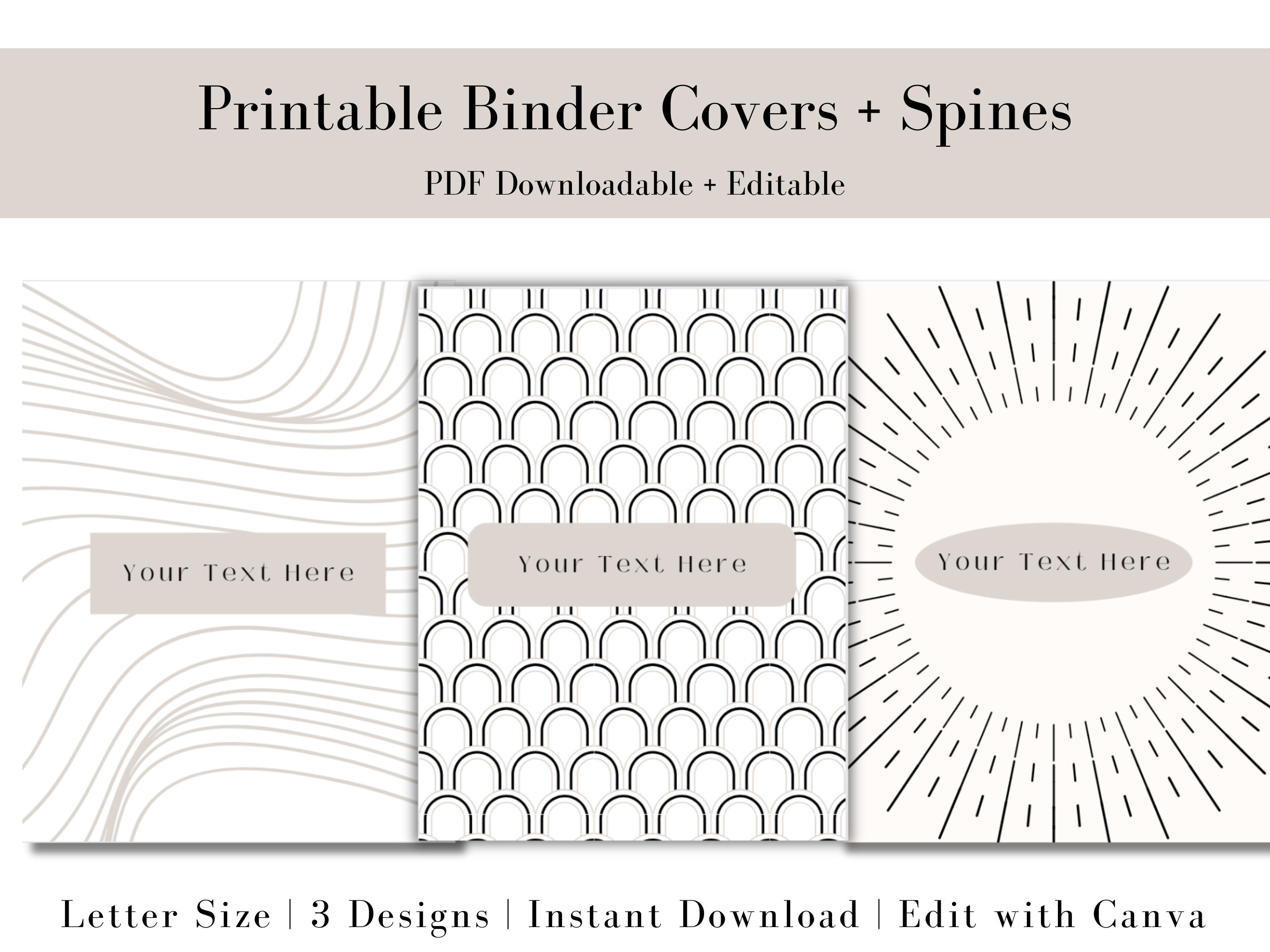Binder Covers Printable Editable Neutral Binder Covers Editable Binder ...