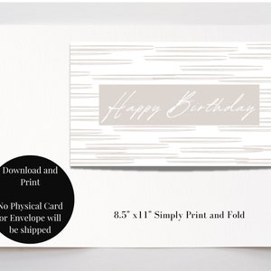 Printable Neutral Happy Birthday Card, Digital Greeting Card, Instant ...