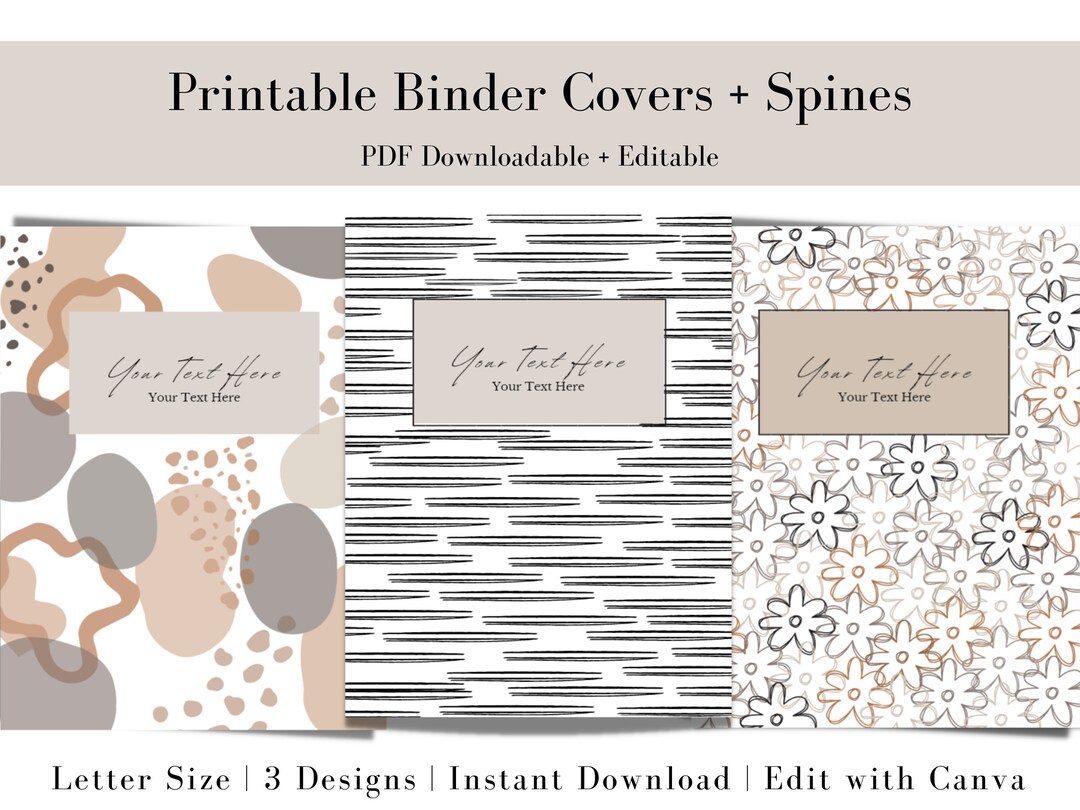 Binder Covers Printable Editable Neutral Binder Covers Editable Binder ...