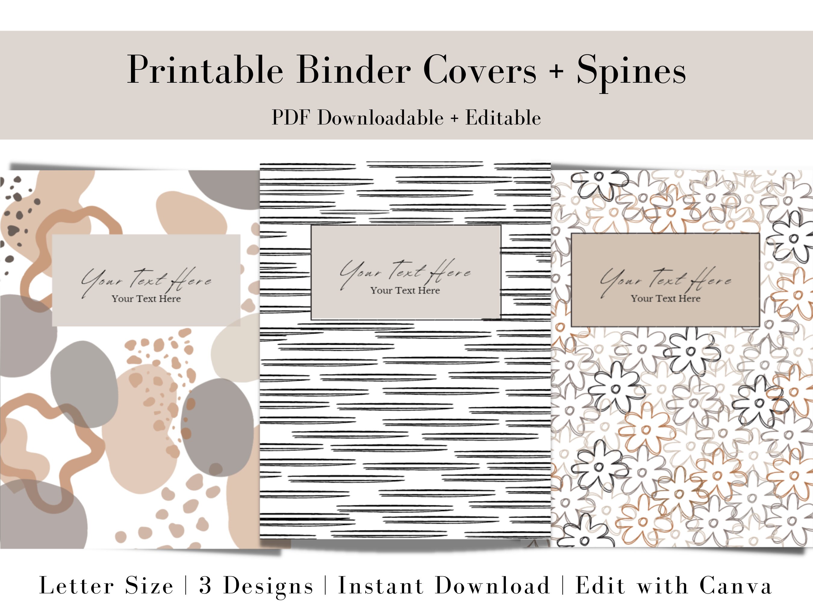 Binder Covers Printable Editable Neutral Binder Covers Editable Binder ...