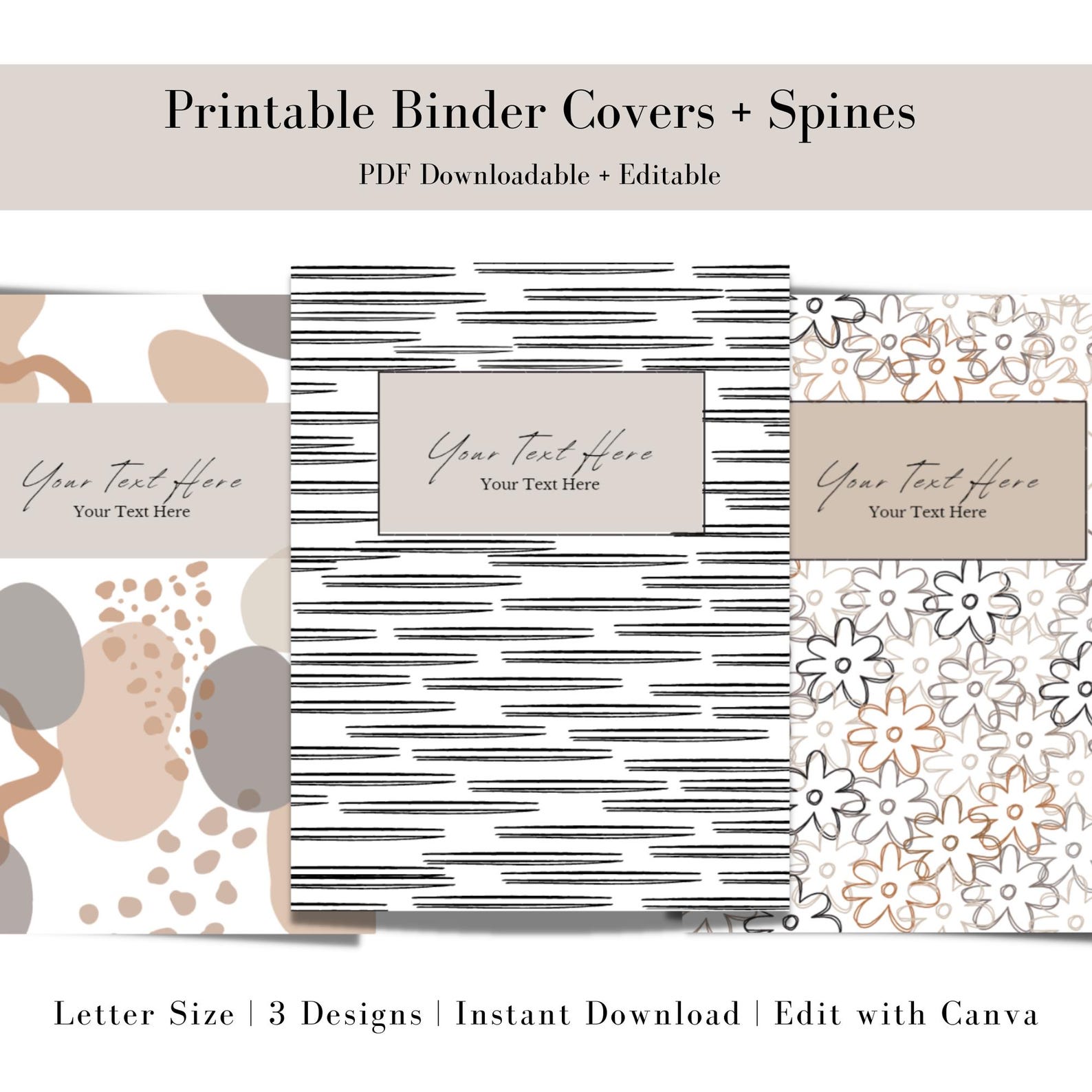 Binder Covers Printable Editable | Neutral Binder Covers | Editable ...