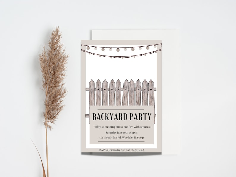 Backyard Party Invite Template | Backyard Party Invitation | Backyard ...