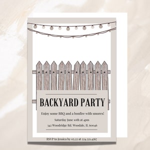 Backyard Party Invite Template | Backyard Party Invitation | Backyard ...