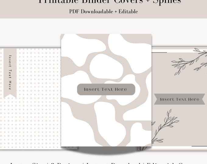 Binder Cover Printable Editable, 10 Covers+spines, Binder Insert ...